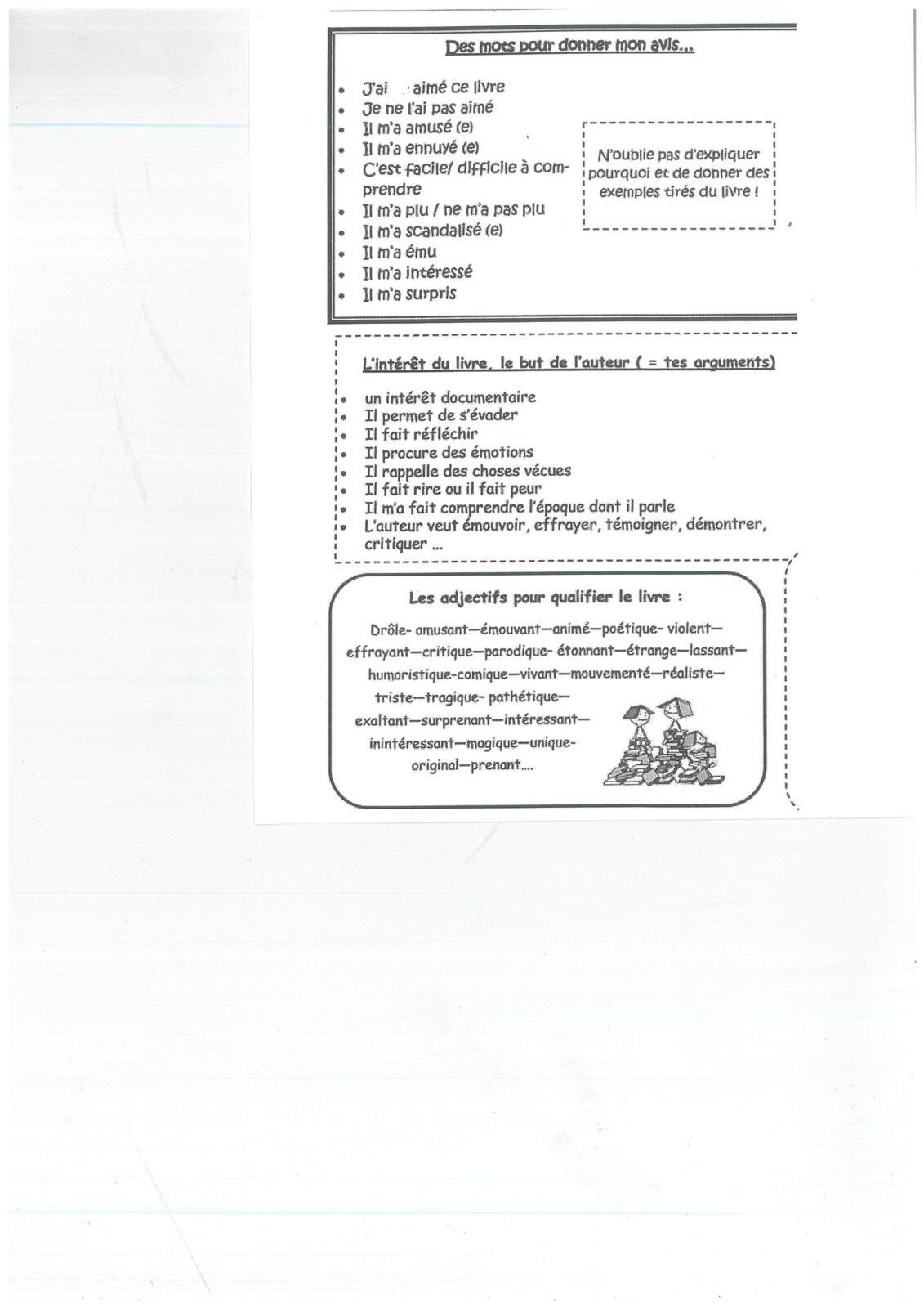 Voc 10 Donner son avis sur un livre - CM1A