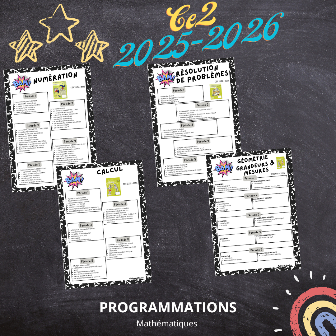 PROGRAMMES CE2 et PROGRAMMATIONS 2025-2026 - Le blog de maîtresse Blandine