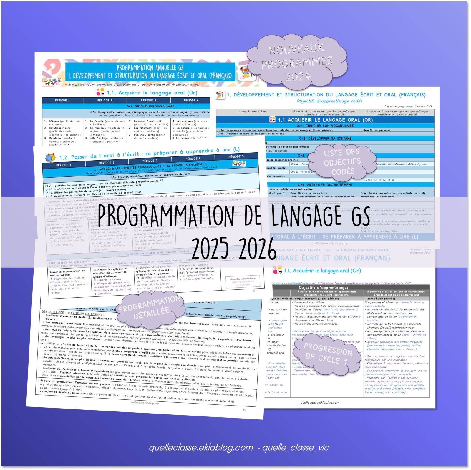 Programmations GS 2025 / 2026 - QUELLE CLASSE