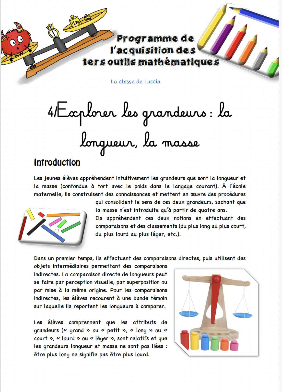NVX Prog math cycle 1 : grandeur longueur et masse - La classe de Luccia